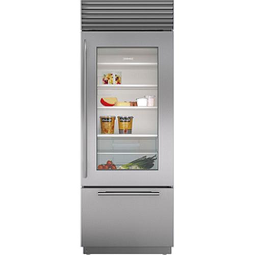 Sub-Zero 30-inch Built-in Bottom Freezer Refrigerator with Glass Door